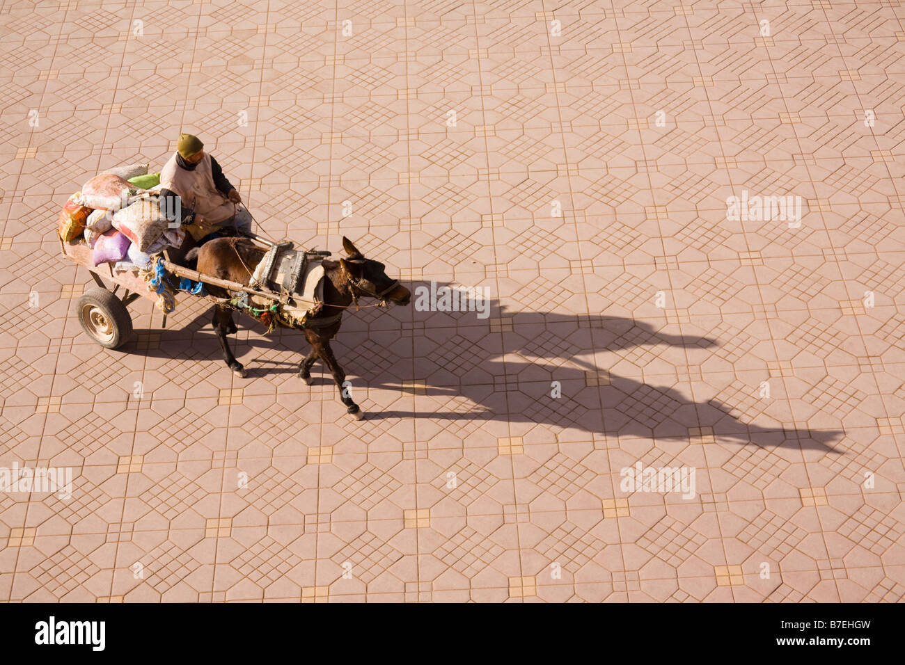 Marrakech Morocco North Africa Aerial view of long shadow of Moroccan ...