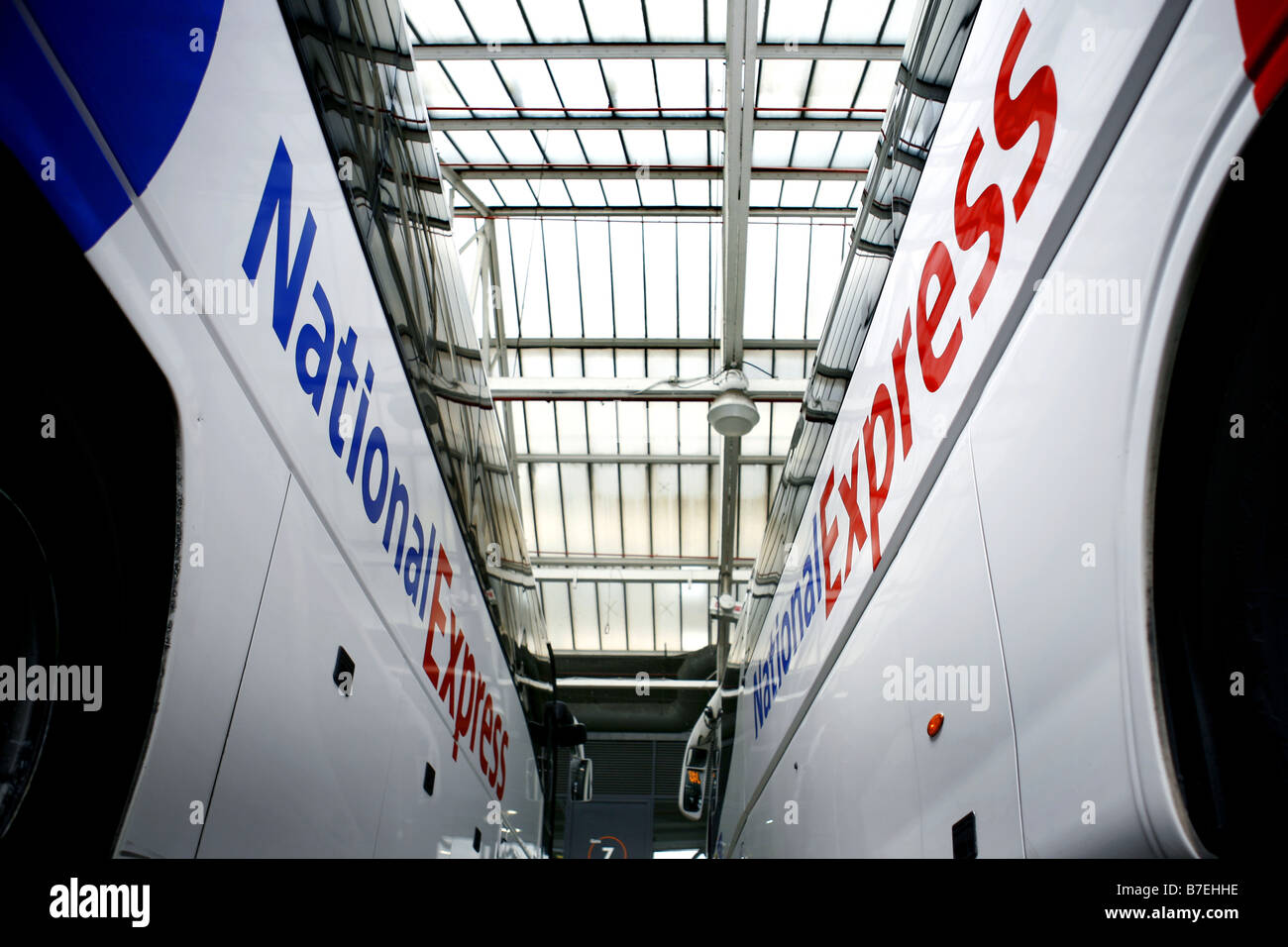 Two National Express coaches at the Victoria Coach Station in London ...