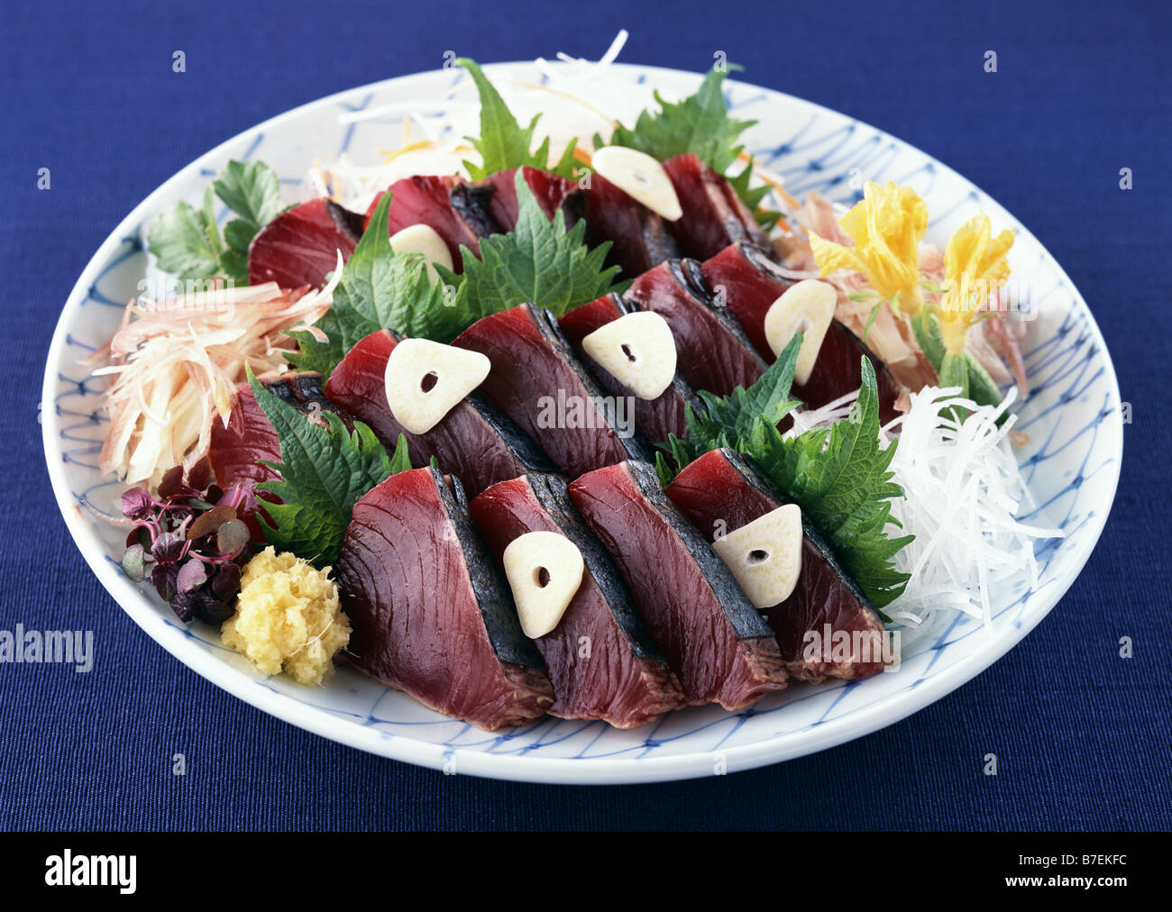 Seared bonito on dish Stock Photo - Alamy