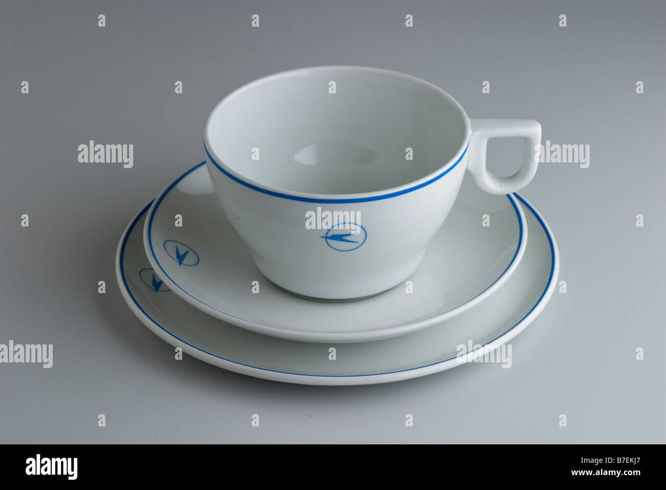 Obsolete BOAC airline tableware with the Speedbird logo Stock Photo - Alamy