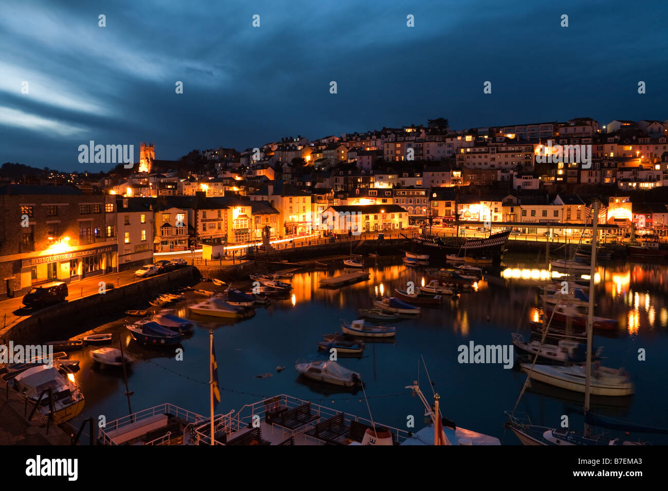 Brixham harbour at night hi-res stock photography and images - Alamy