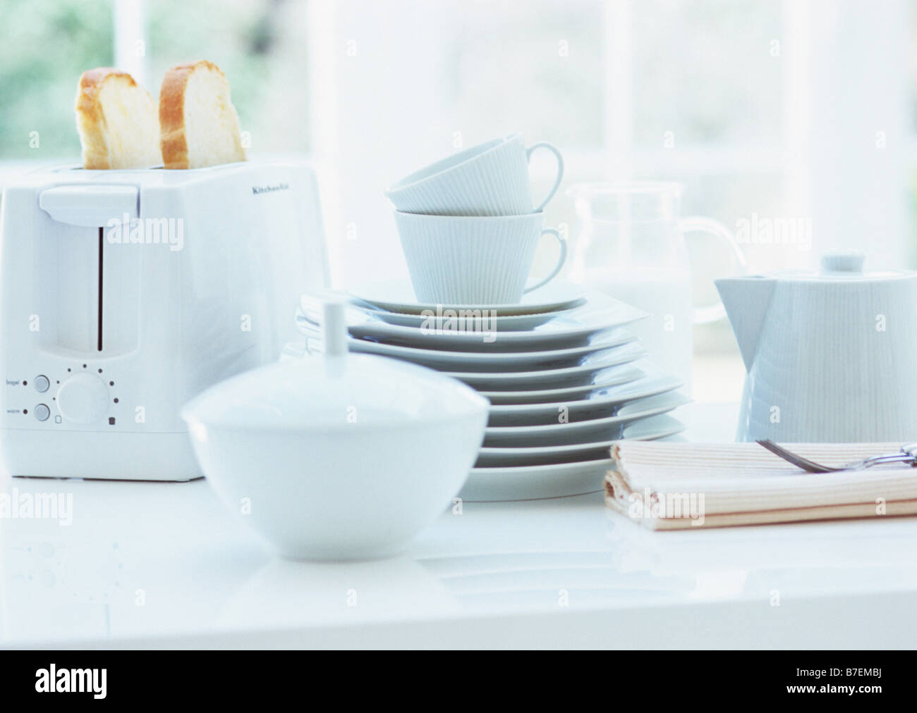 Tableware and toast Stock Photo - Alamy