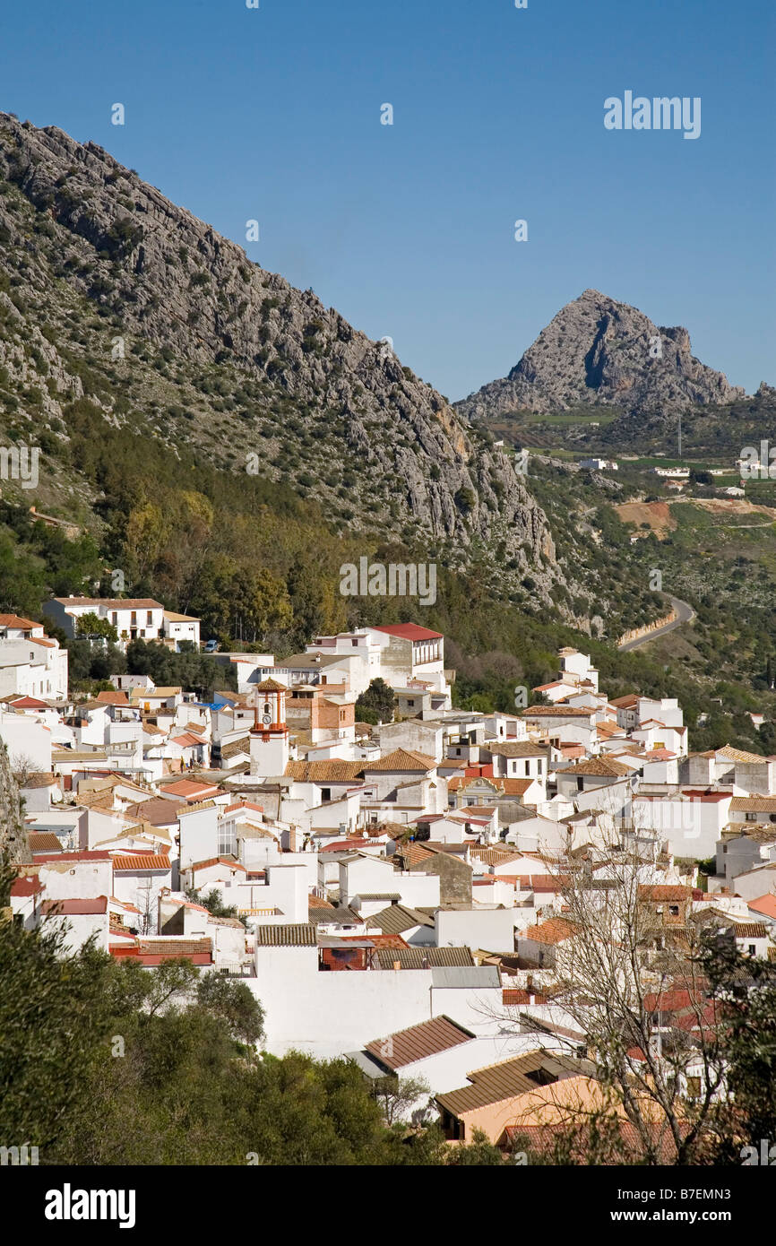 Benaojan white village Serrania de Ronda Malaga Andalusia Spain Stock ...