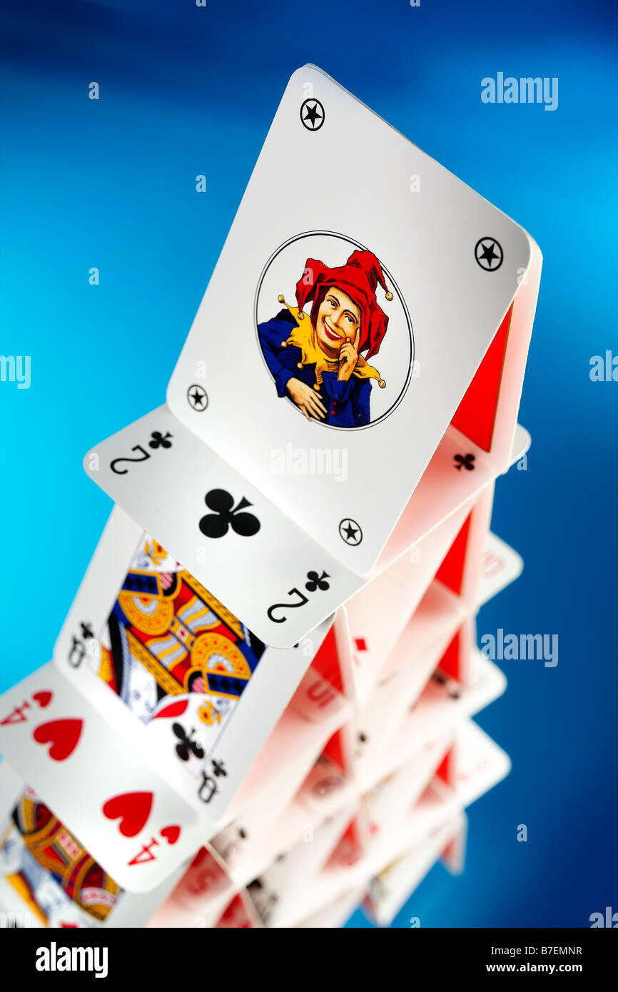 Castle of playing cards, balance, magic, concluded-up Stock Photo - Alamy