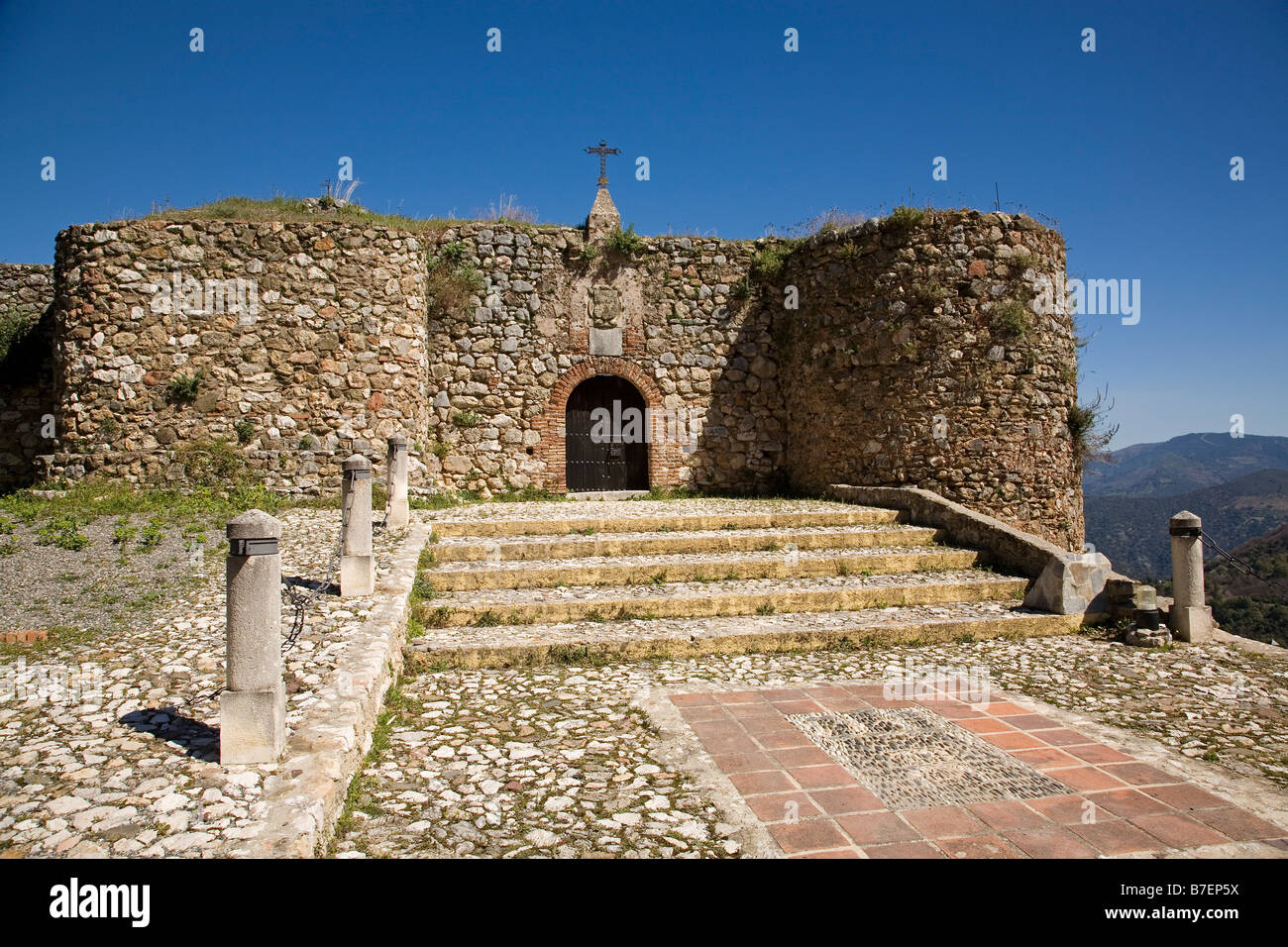 Arab castle Benadalid Valley Genal Serrania de Ronda Malaga Andalusia ...