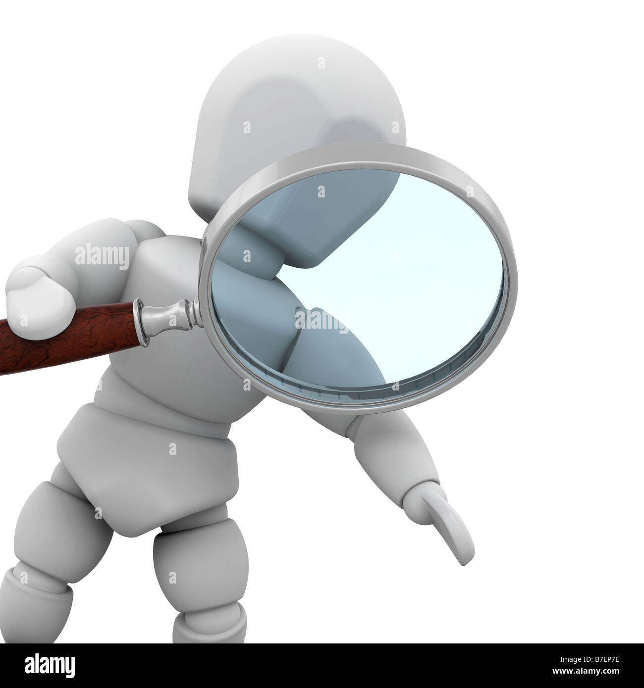 3D render of someone looking through a magnifying glass Stock Photo - Alamy