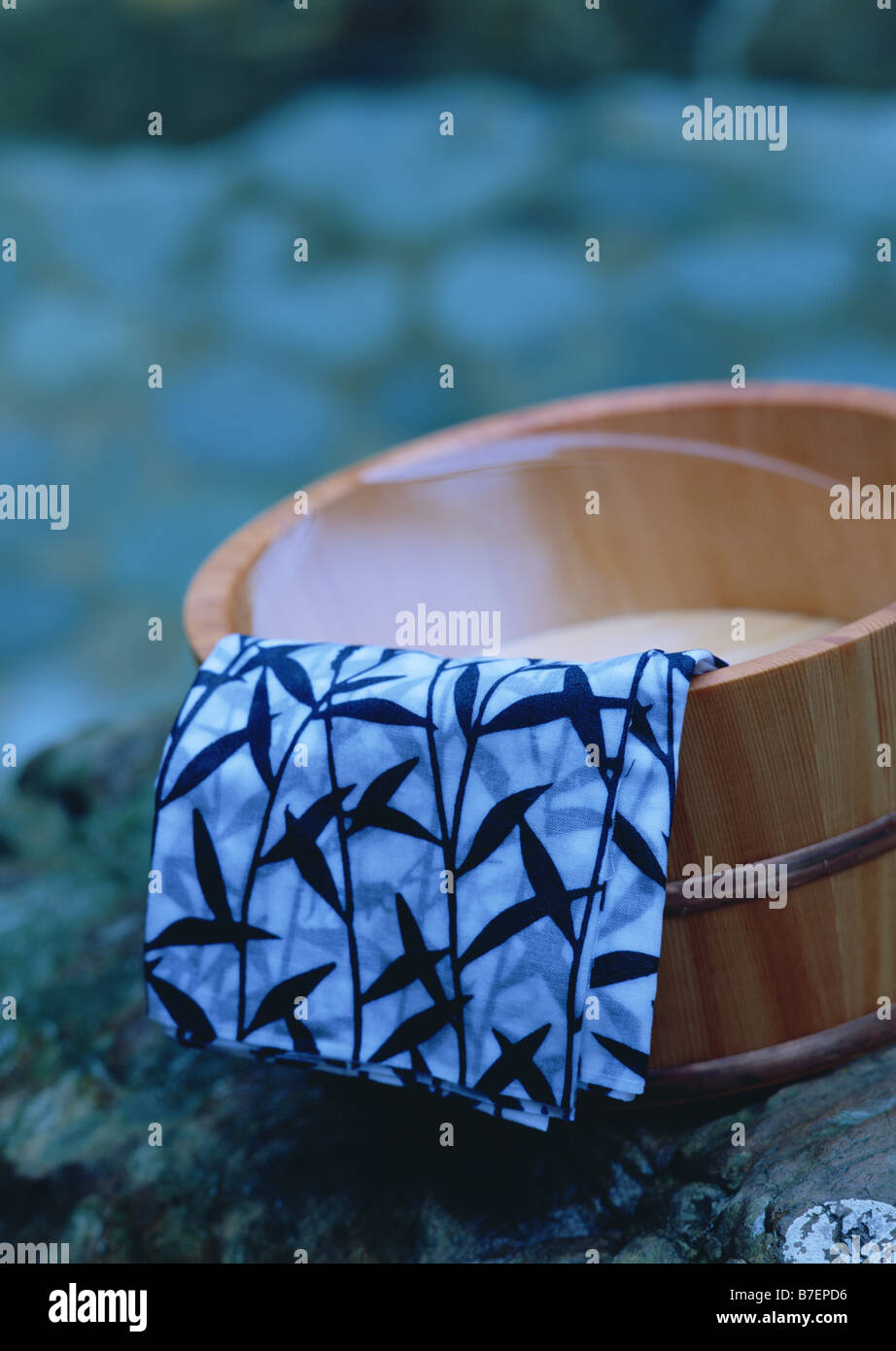 Pail for Hot Water and Japanese Towel Stock Photo - Alamy