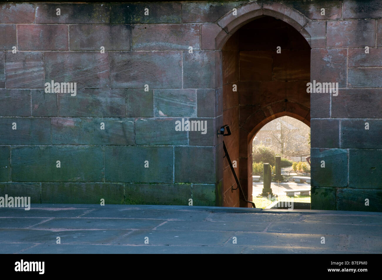 A glimpse of the Roman Garden through the entrance onto the walls from ...