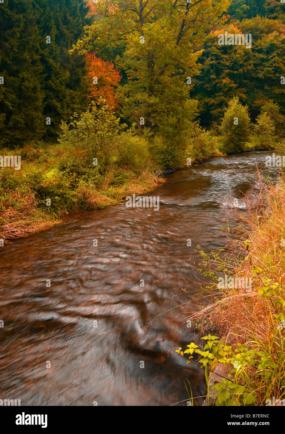 Ourthe River Ardennes Belgium in autumn Stock Photo - Alamy