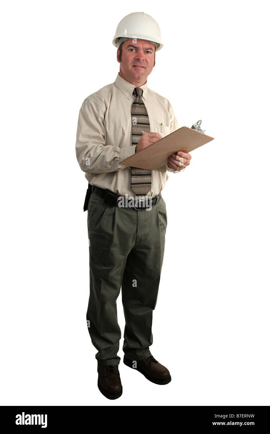 Construction worker check list hat Cut Out Stock Images & Pictures - Alamy
