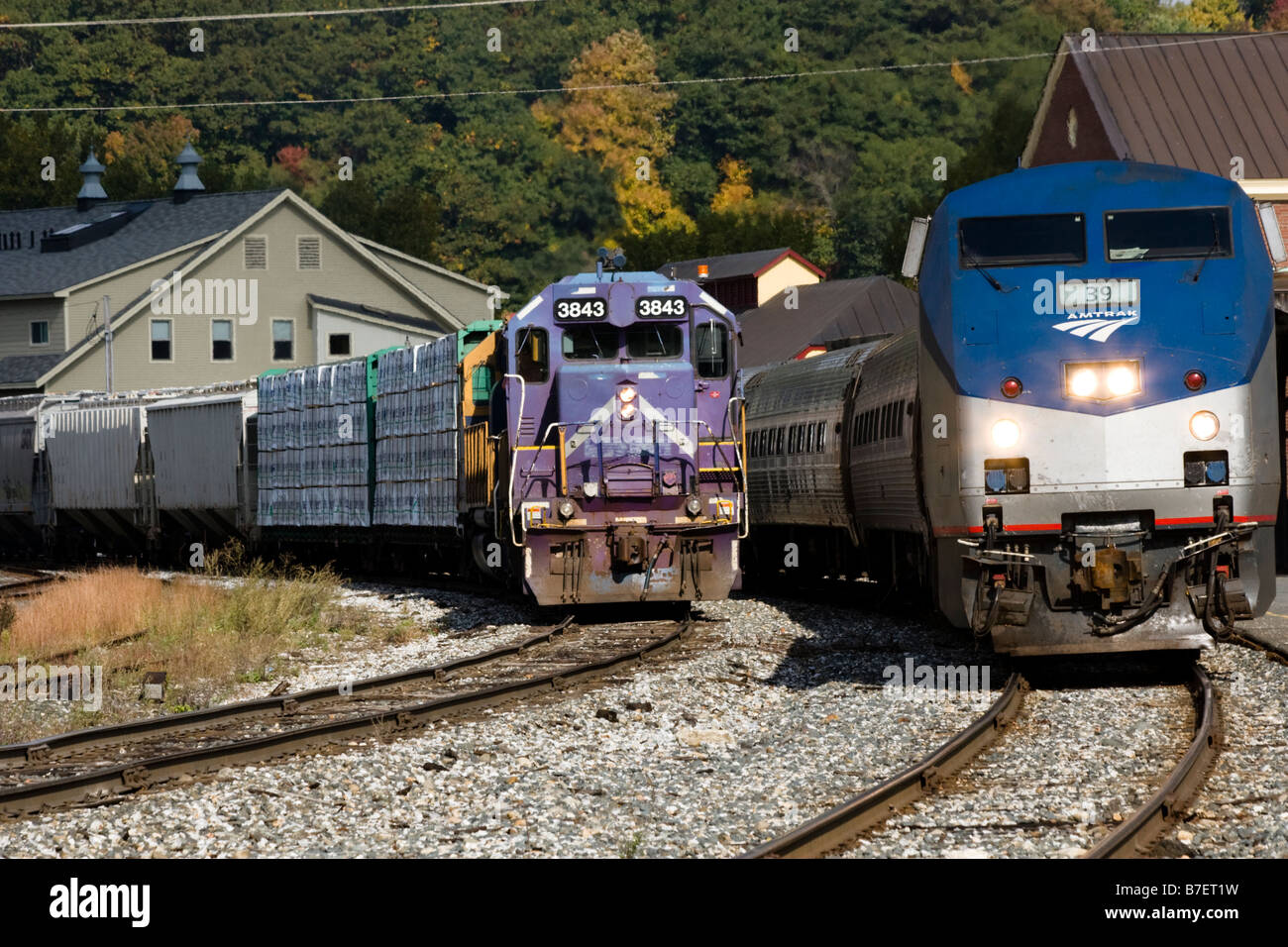 Amtrak Vermonter Passenger Train passes NECR locomotives switching ...