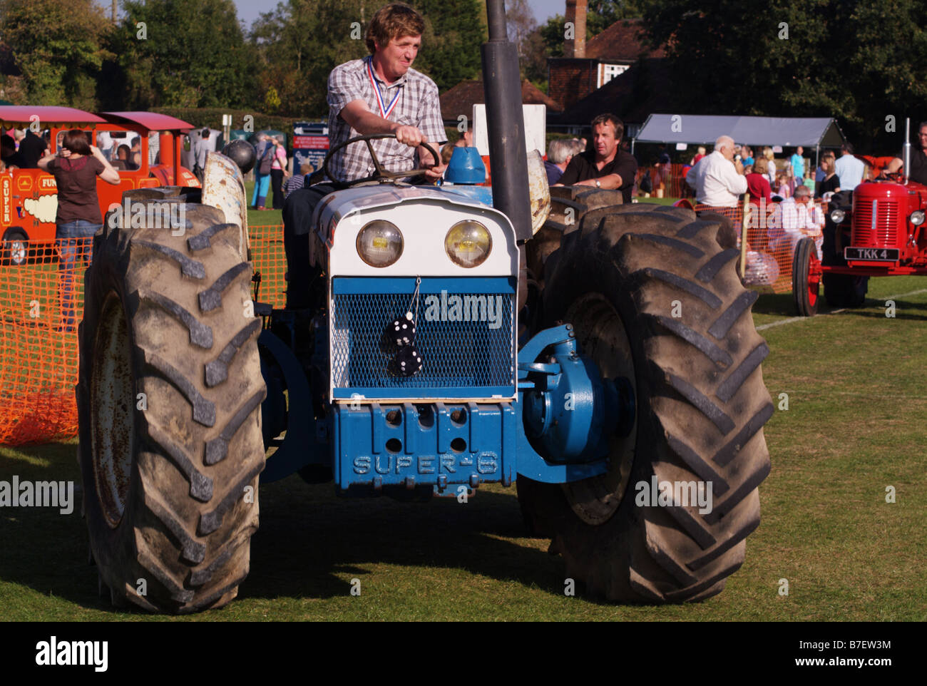 farmer blue small county super 6 tractor old classic biddenden village ...