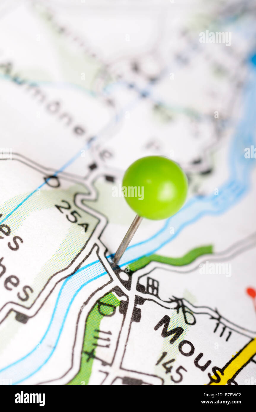 Stock photo of a pin stuck in a map Stock Photo - Alamy