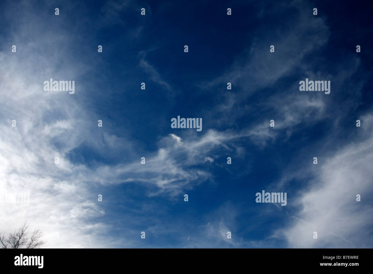 Blue sky with high cirrus or stratocirrus clouds Stock Photo - Alamy