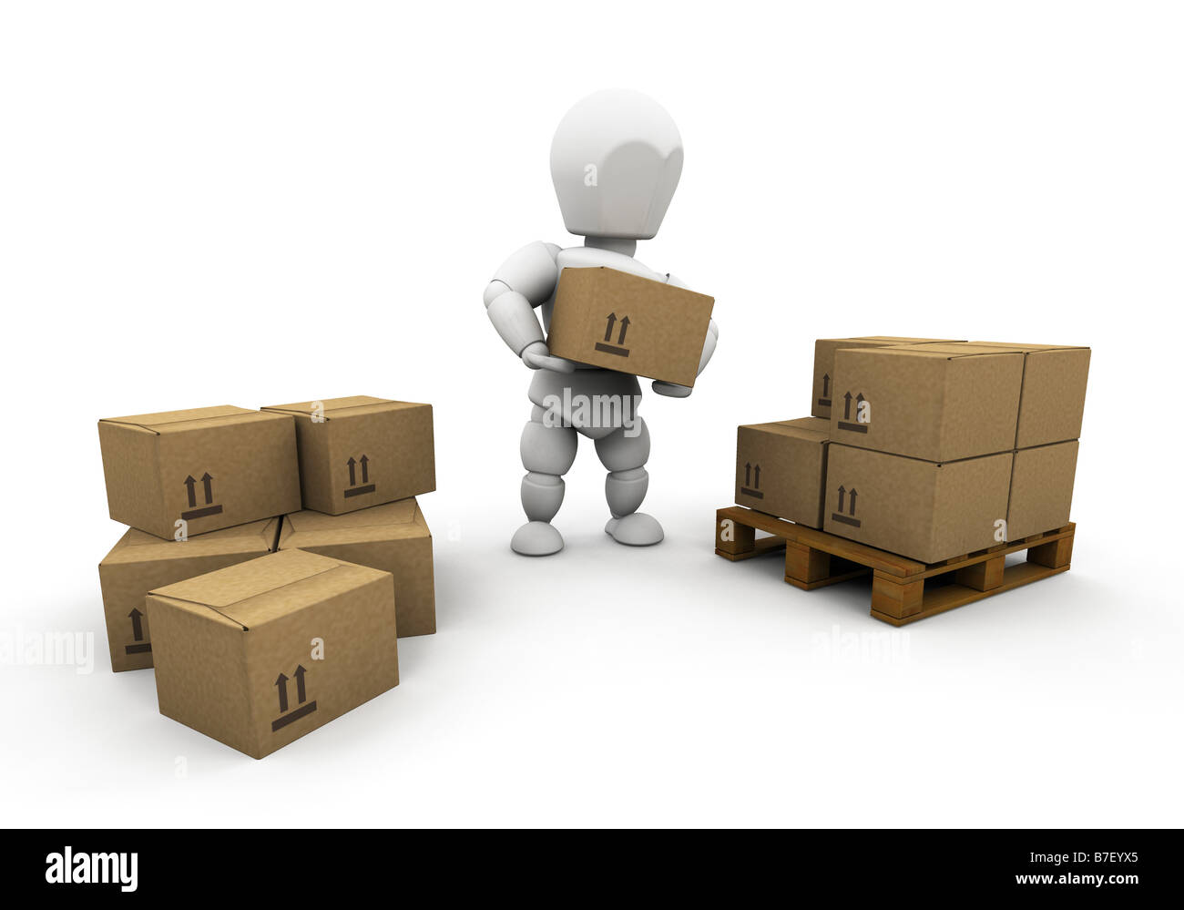 3D render of someone stacking boxes Stock Photo - Alamy