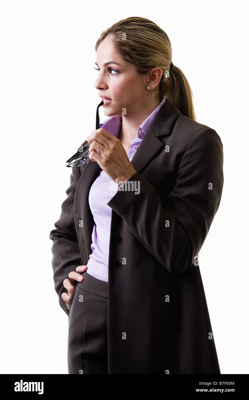 Business woman thinking Stock Photo - Alamy