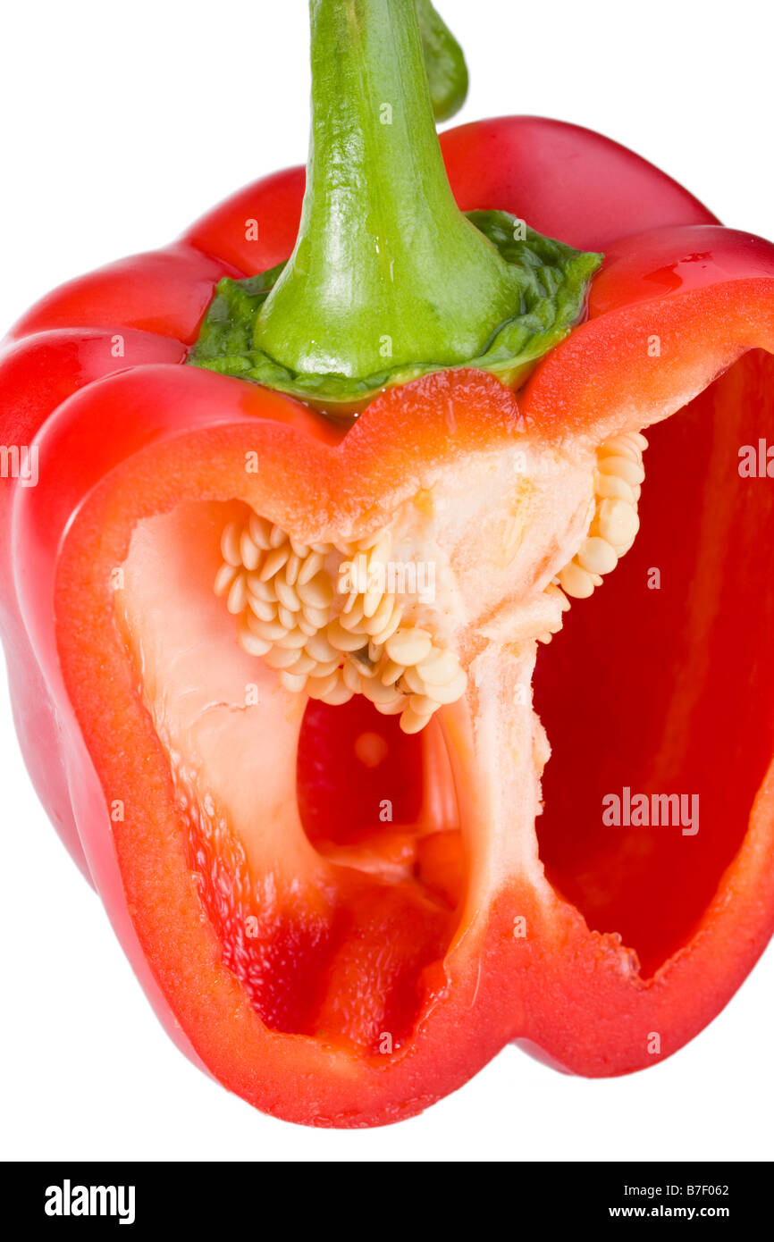 sliced red bell pepper isolated on white Stock Photo - Alamy