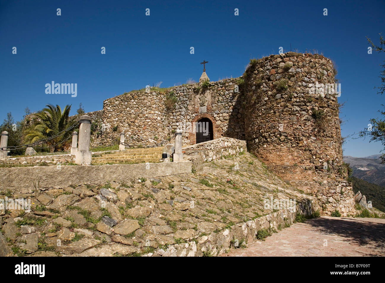 Arab castle Benadalid Valley Genal Serrania de Ronda Malaga Andalusia ...