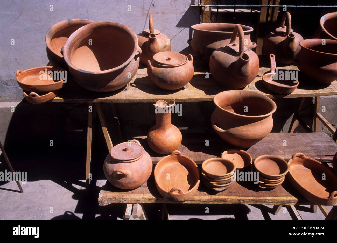 Pottery stall in street market in village of Humahuaca, Jujuy Province ...