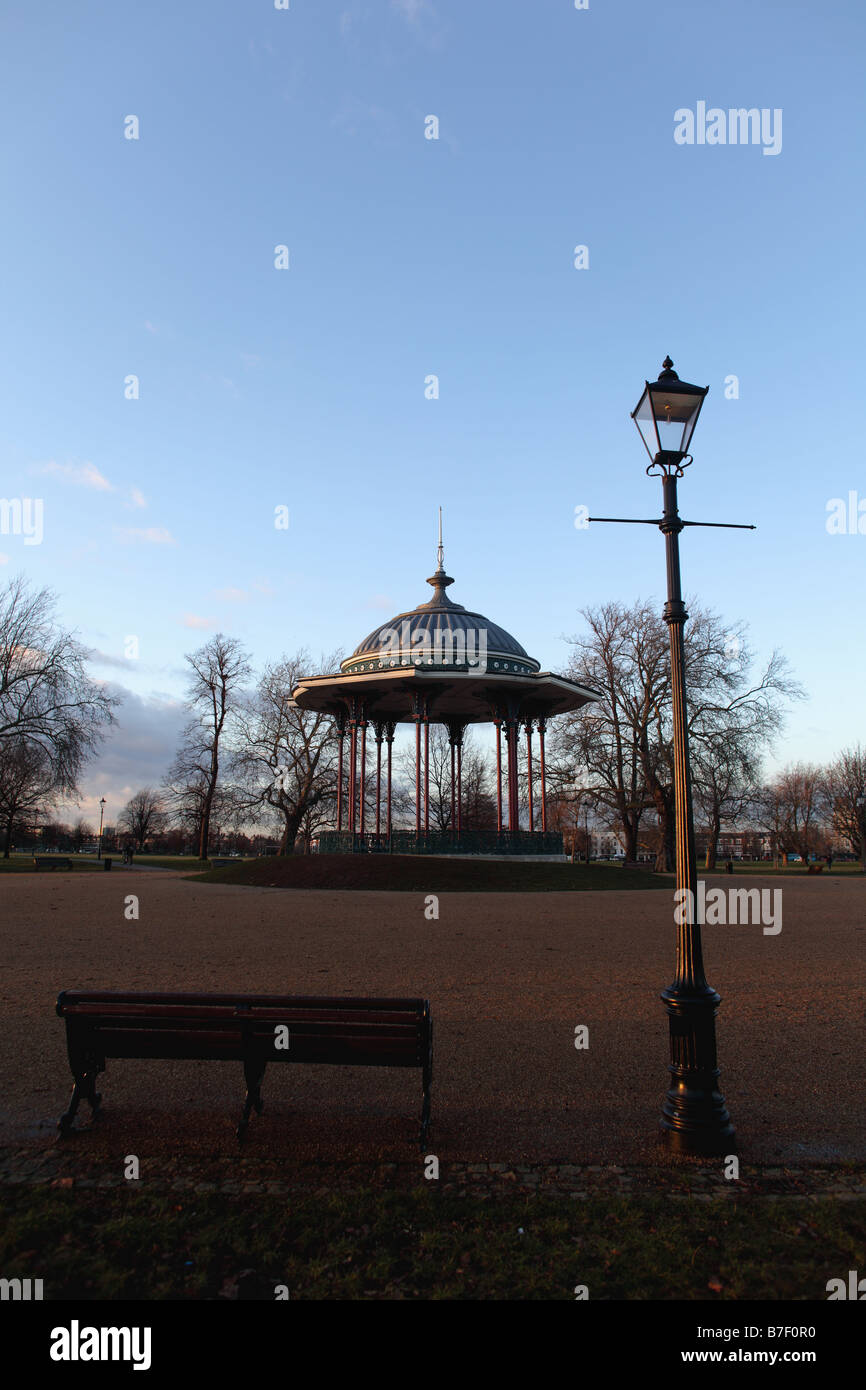 Bandstand on Clapham Common, London, UK. Refurbished in 2006 it is the ...