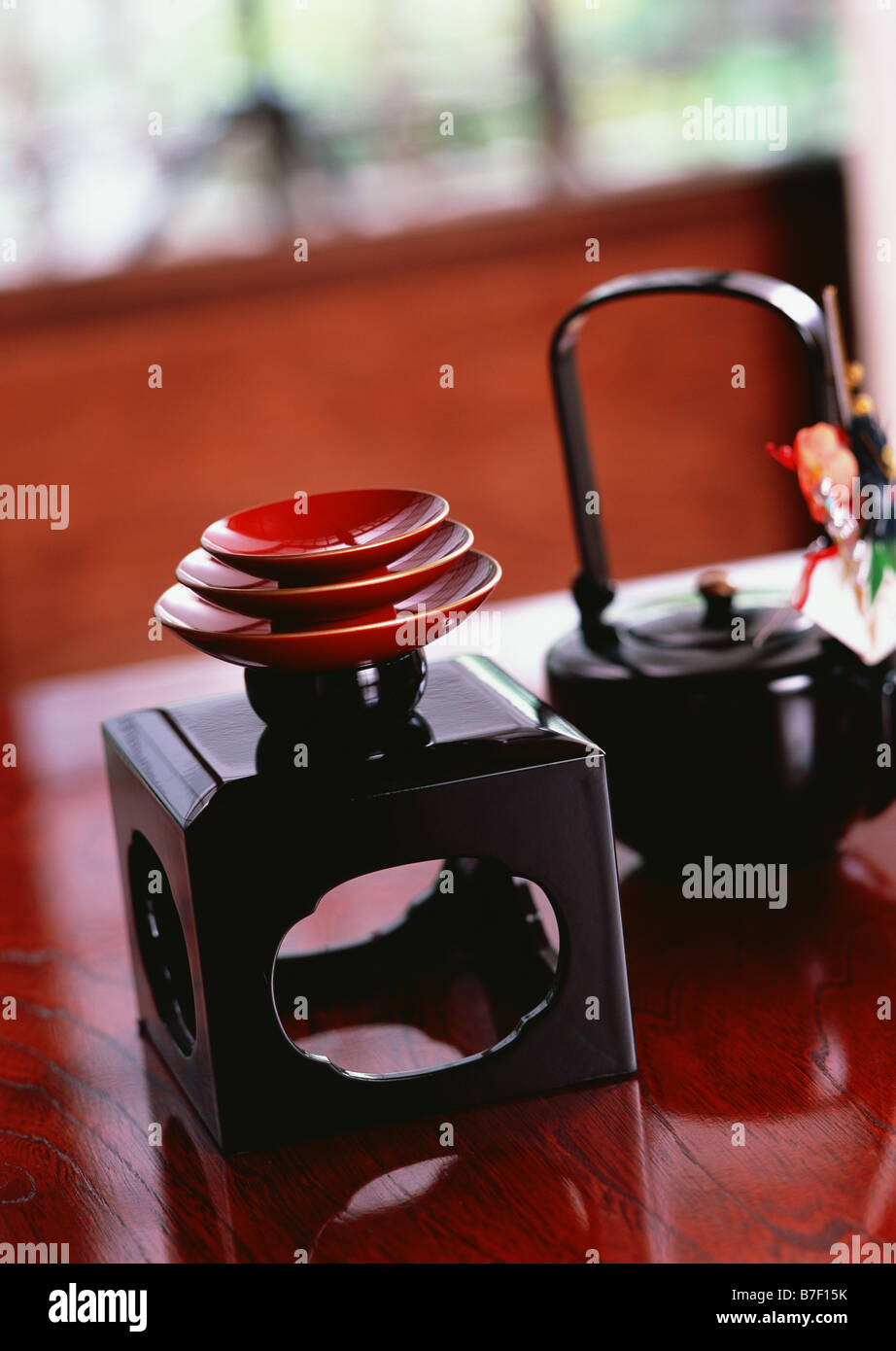 Lacquer Sake set Stock Photo - Alamy