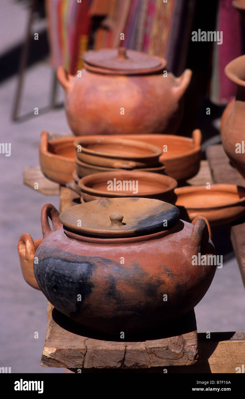 Pottery stall in street market in village of Humahuaca, Jujuy Province ...
