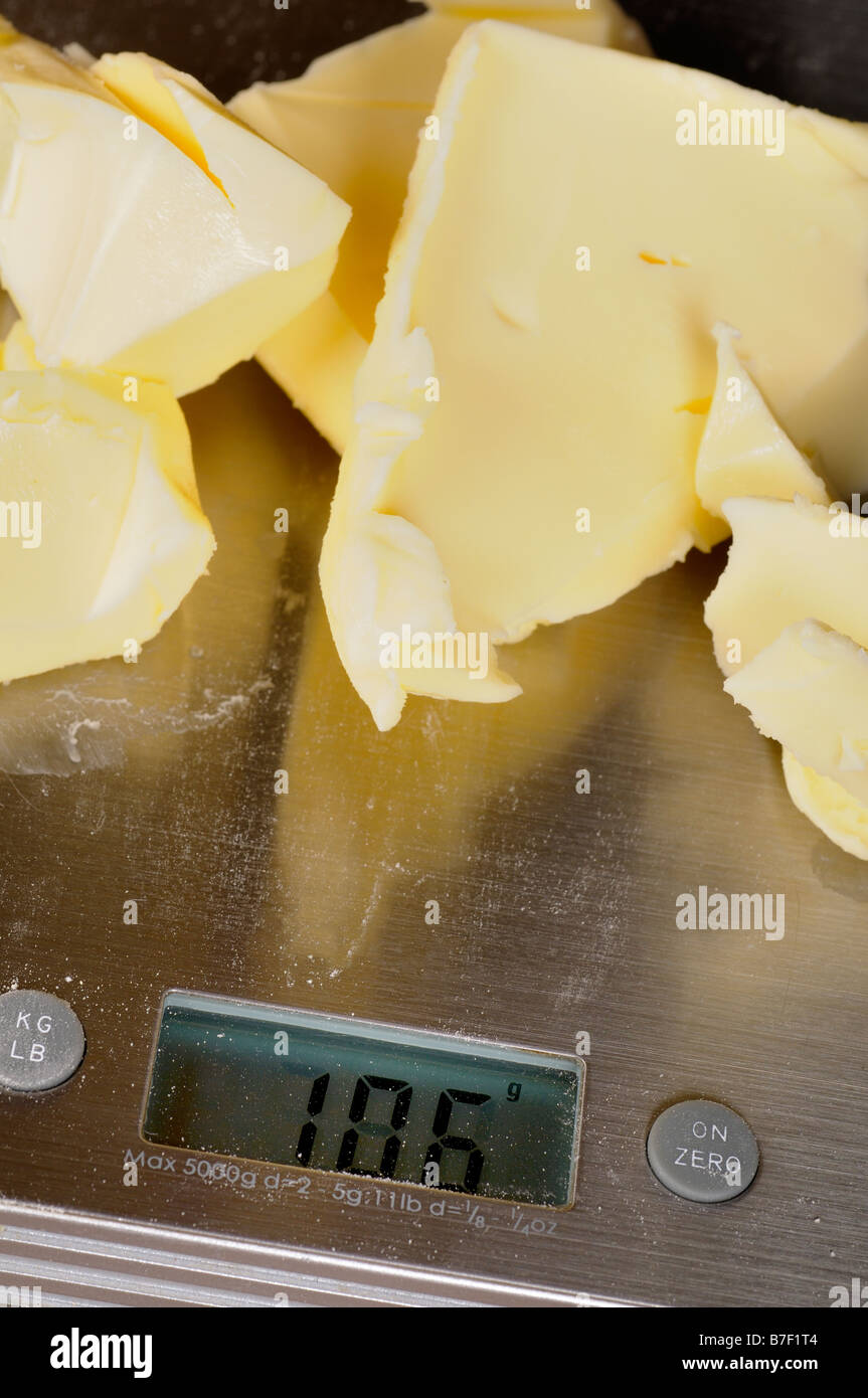 Stock photo of butter on Kitchen scales Stock Photo - Alamy