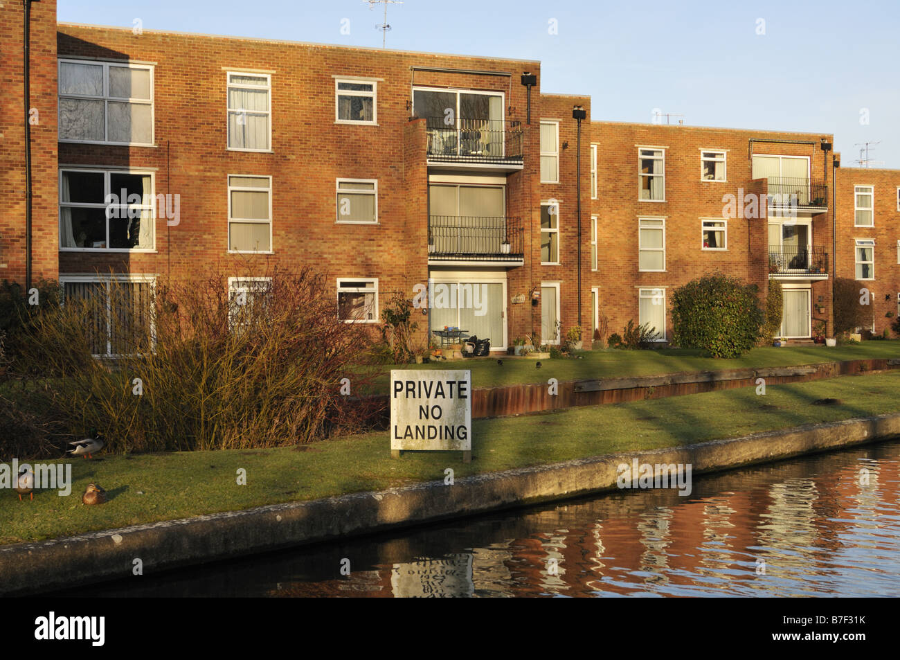 Private No Landing sign by the Grand Union Canal Hertfordshire UK Stock ...