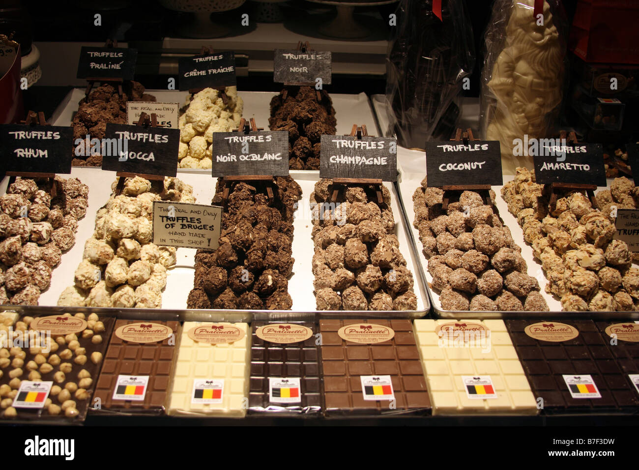 Truffles mix collection shop in Bruges Stock Photo - Alamy