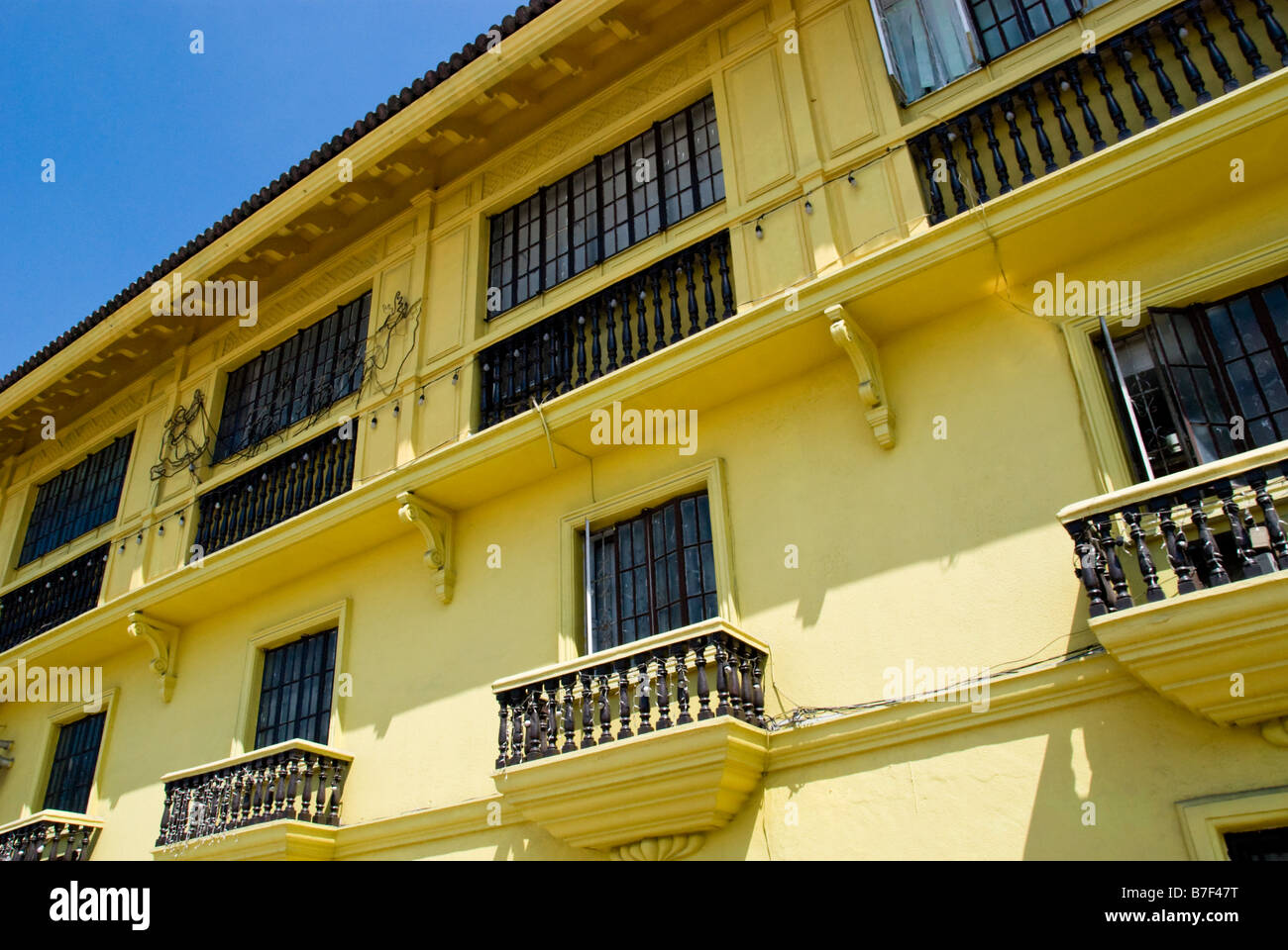 Attractive yellow building in the Intramuros area of Manila ...