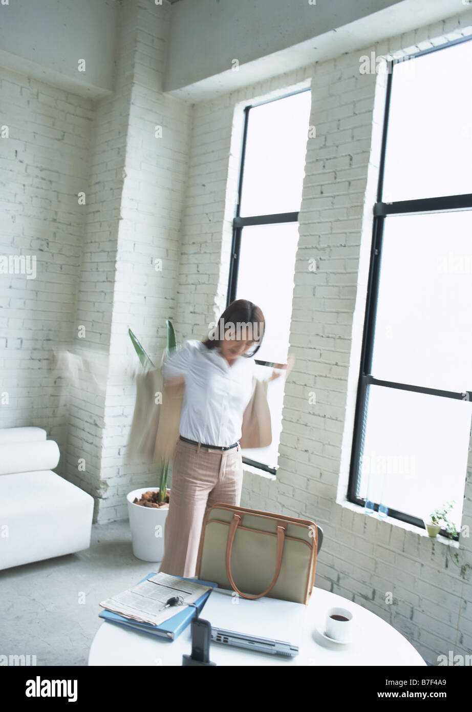 Woman before go to work Stock Photo - Alamy