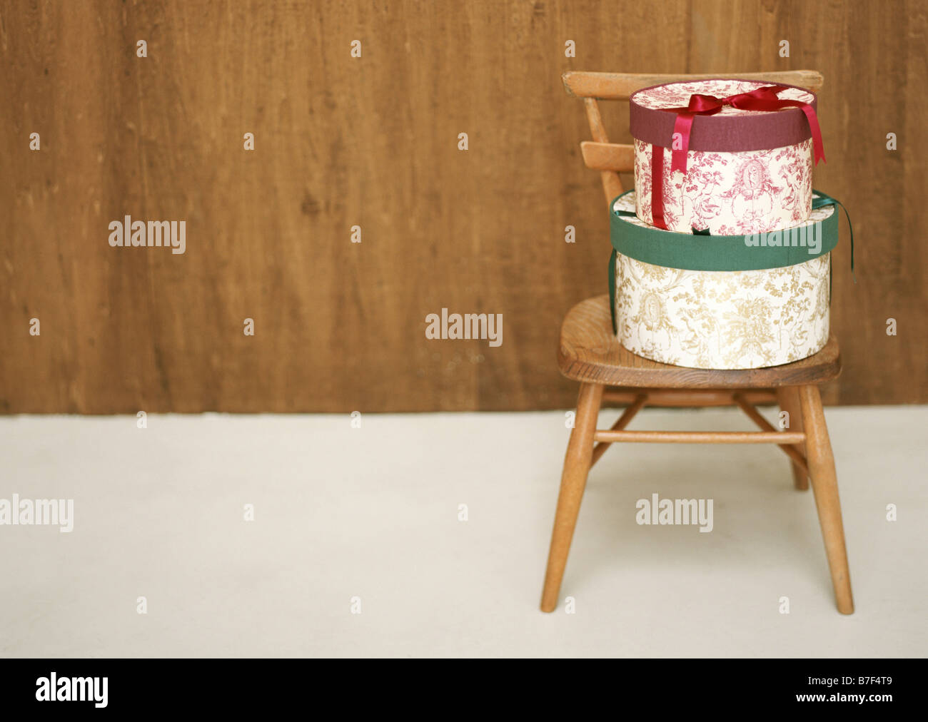 Gift boxes on chair Stock Photo - Alamy