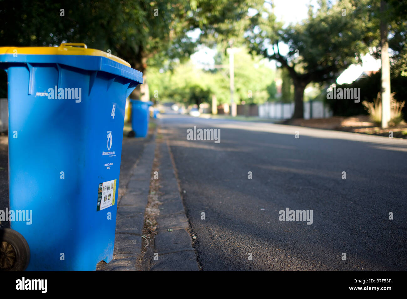 A stock photograph of a recycling bin by the side of the road Stock ...