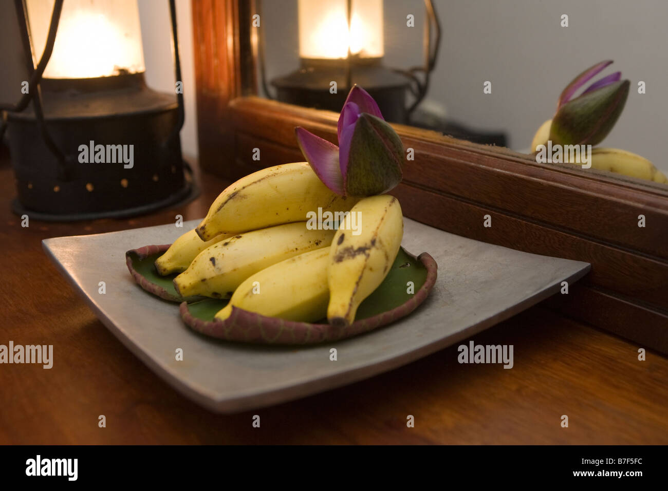Welcome platter of bananas in a luxury Asian hotel Stock Photo - Alamy