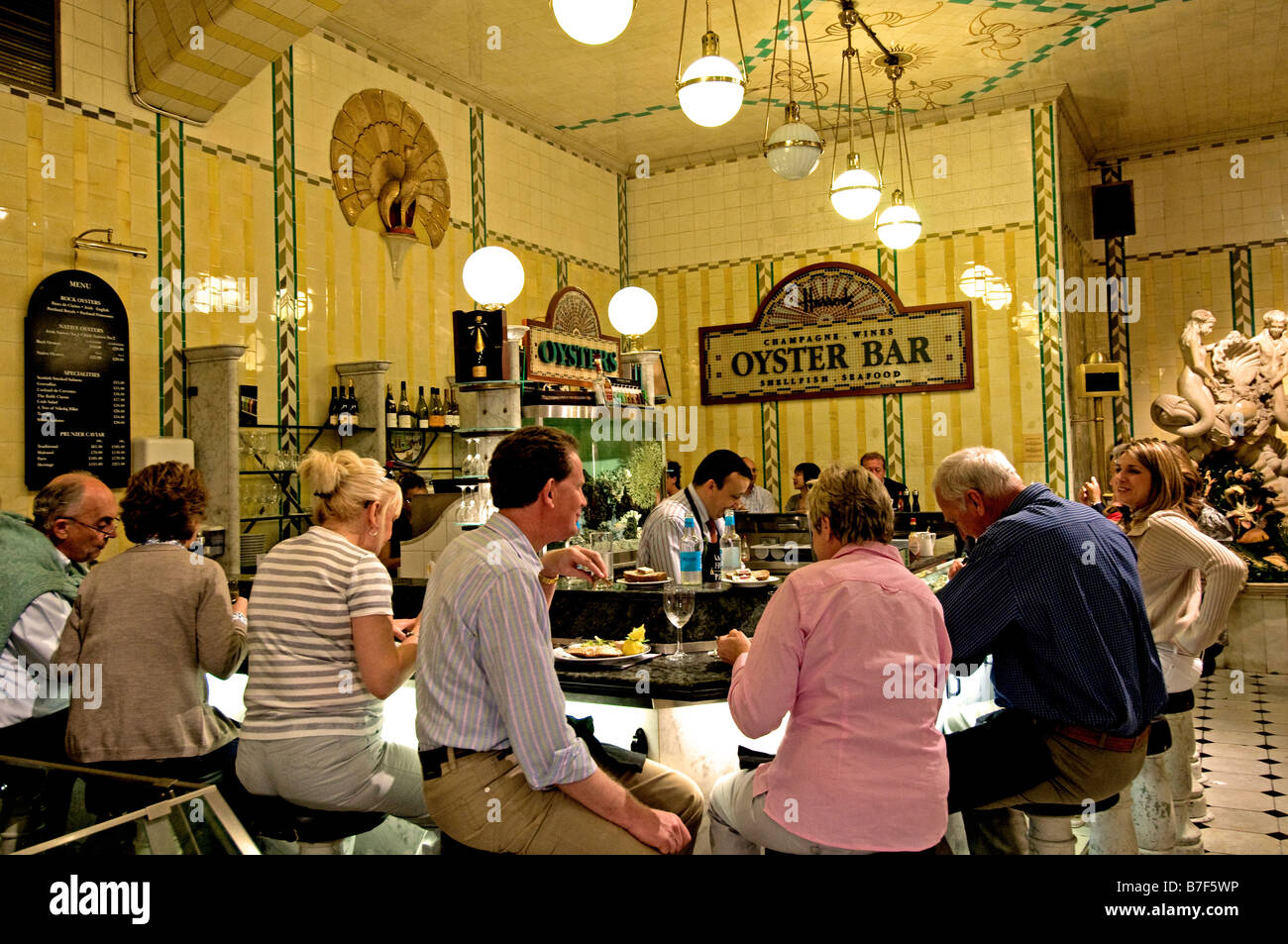 Harrods London most famous department store Knightsbridge Oyster bar ...