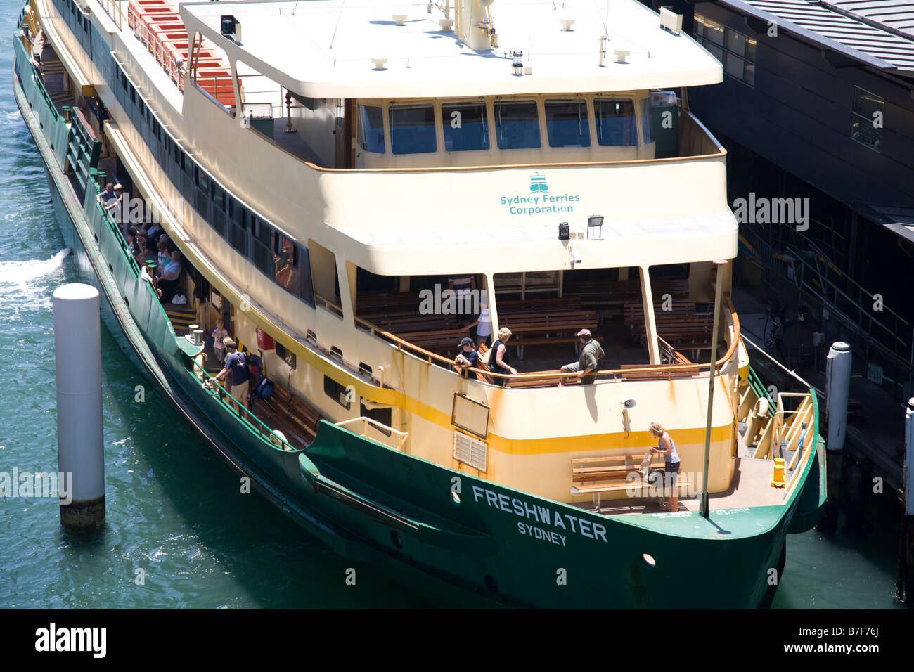 bow of sydney ferry freshwater as it arrives at circular quay,sydney ...