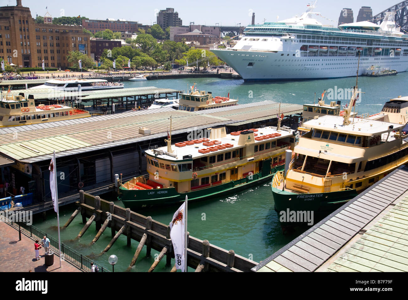 ferries and rhapsody of the seas cruise liner at circular quay,sydney ...