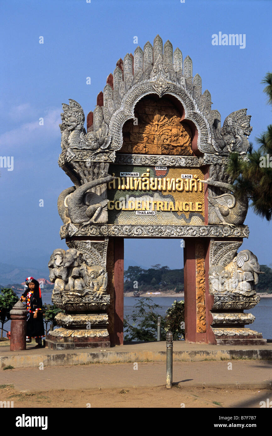 Golden Triangle Monument, Lisu Girl and Mekong River, at Junction of ...