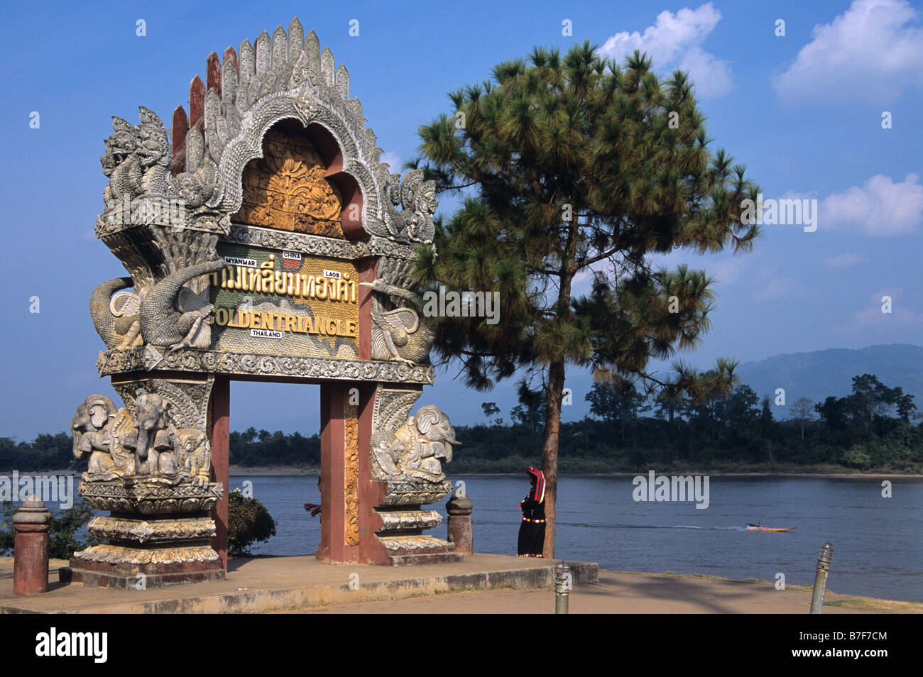 Golden Triangle Monument and Mekong River, at Junction of Burma, Laos ...