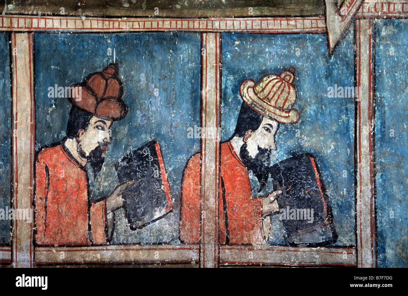 Two Catholic Priests in Royal Thai Court, c19th Mural or Wall Painting ...
