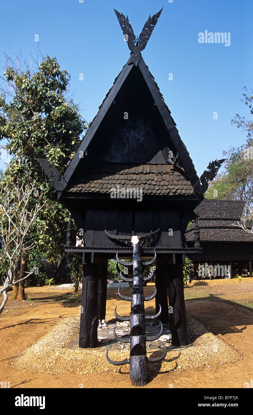 Thai Raised Granary and Notched Trunk Ladder with Horns, by Thai Artist ...