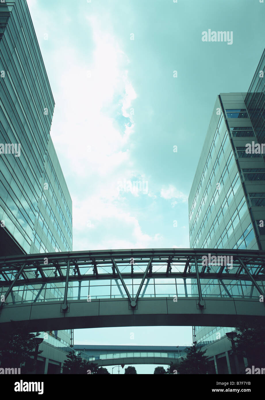 Office towers and skywalk Stock Photo - Alamy