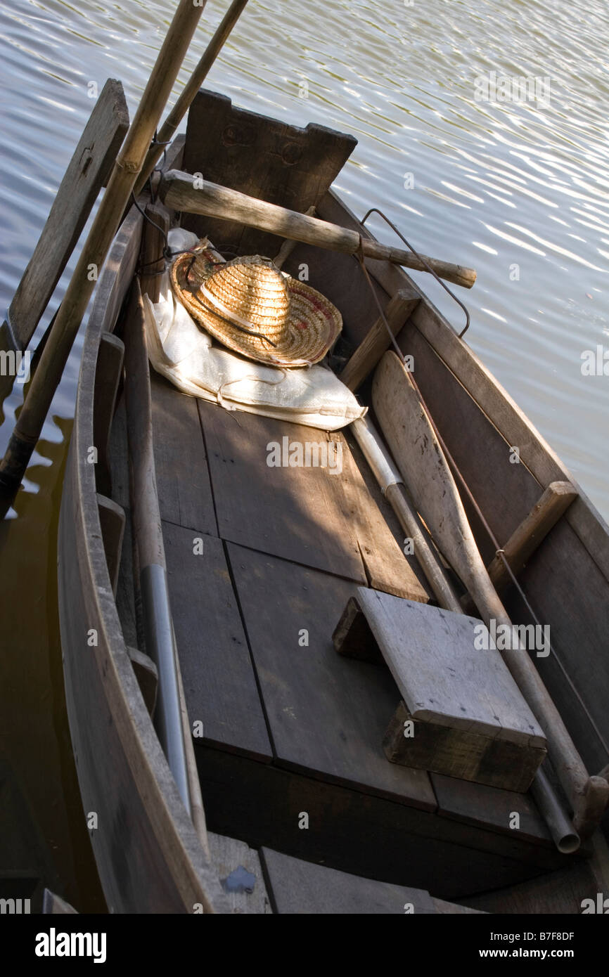 Wooden boat or also known as sampan used by fishermen in Perak ...
