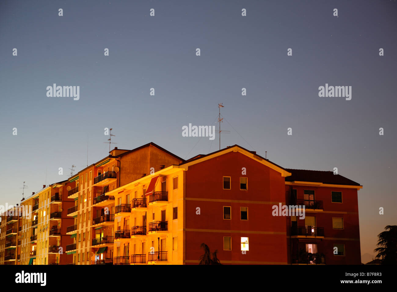 Houses at Night Stock Photo - Alamy