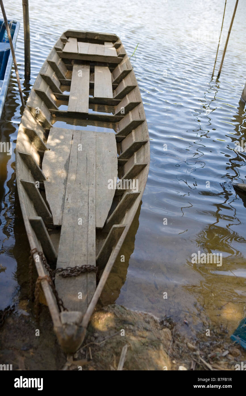Wooden boat or also known as sampan used by fishermen in Perak ...