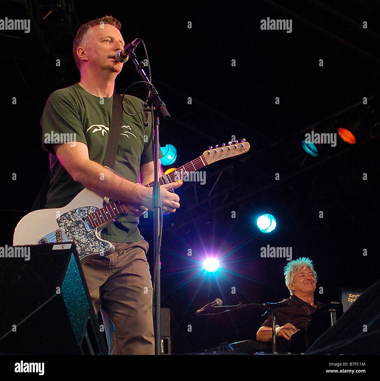 Billy Bragg & Ian McLagen (keyboards) playing at the Wychwood Festival ...