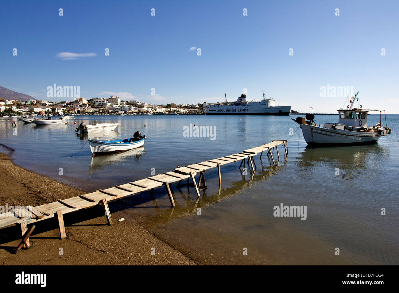 The port of Gavrio on the island of Andros Cyclades Greece Stock Photo ...