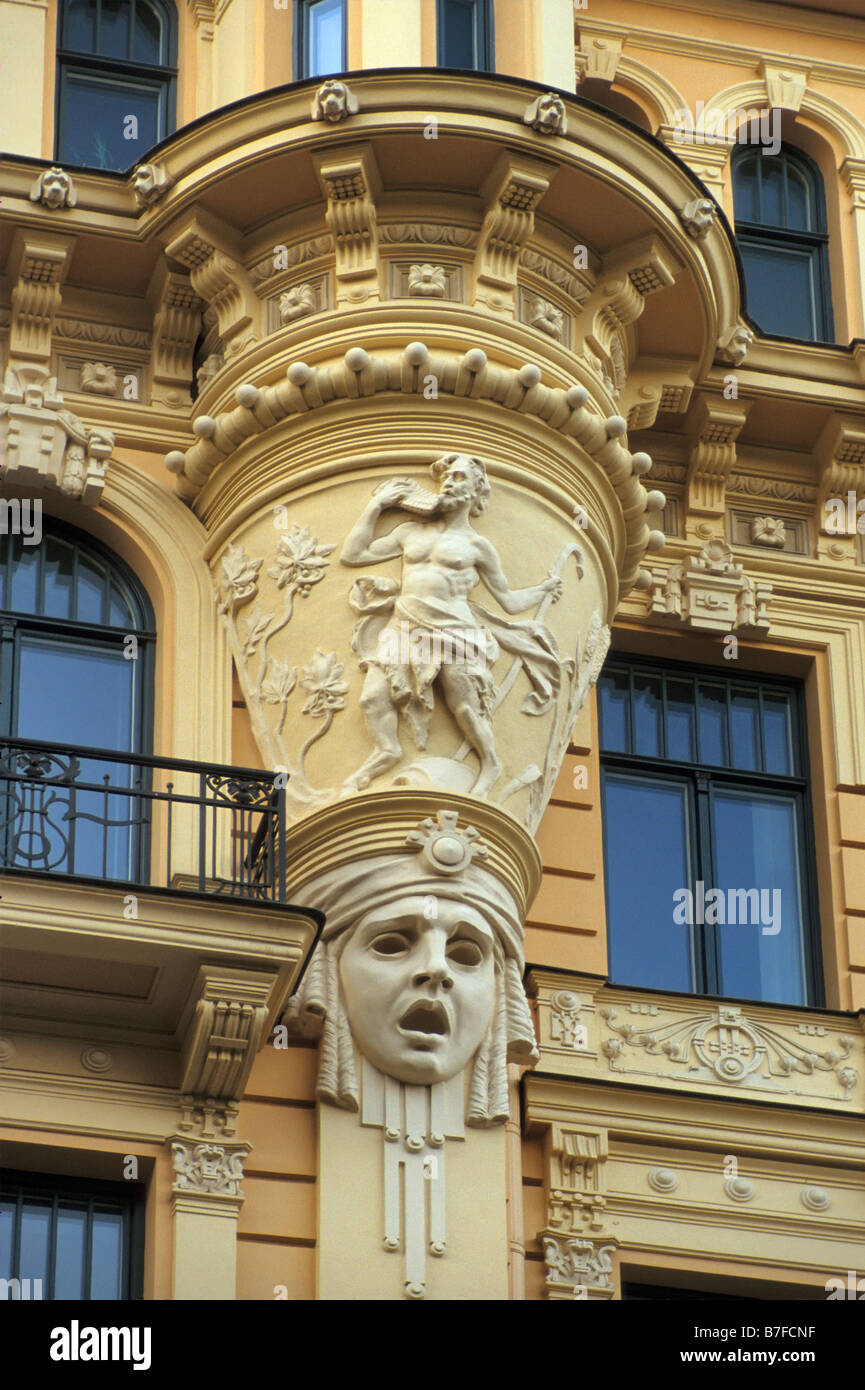 Art Nouveau facade of house at Alberta Street in Riga Latvia Stock ...