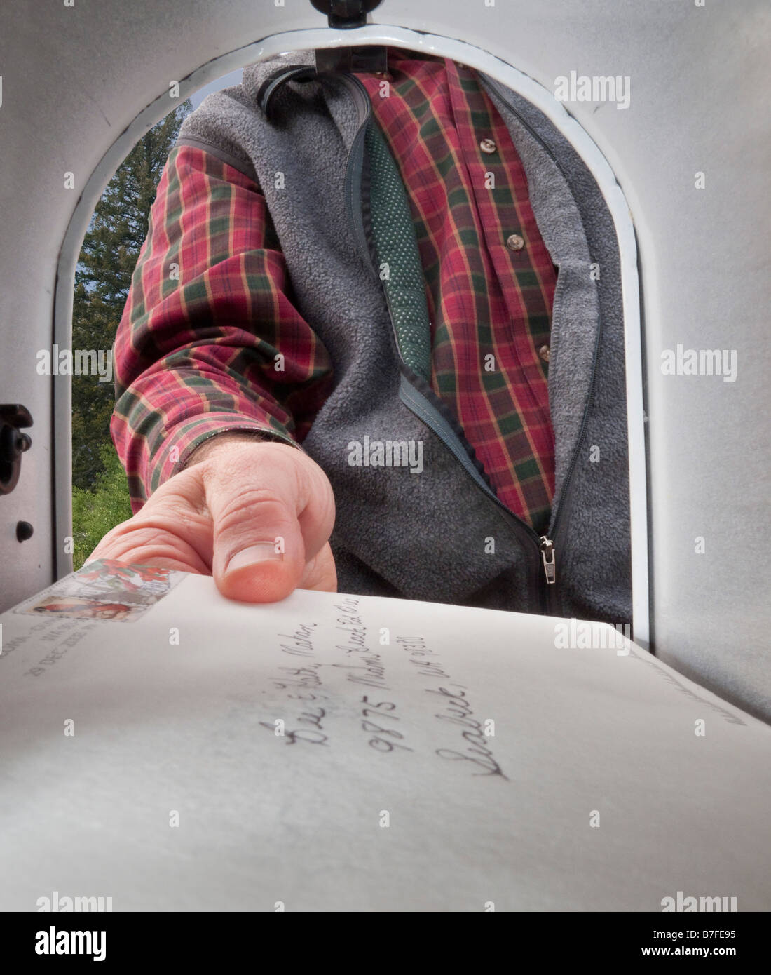 Picking up mail from the letter's perspective inside the mailbox Stock ...