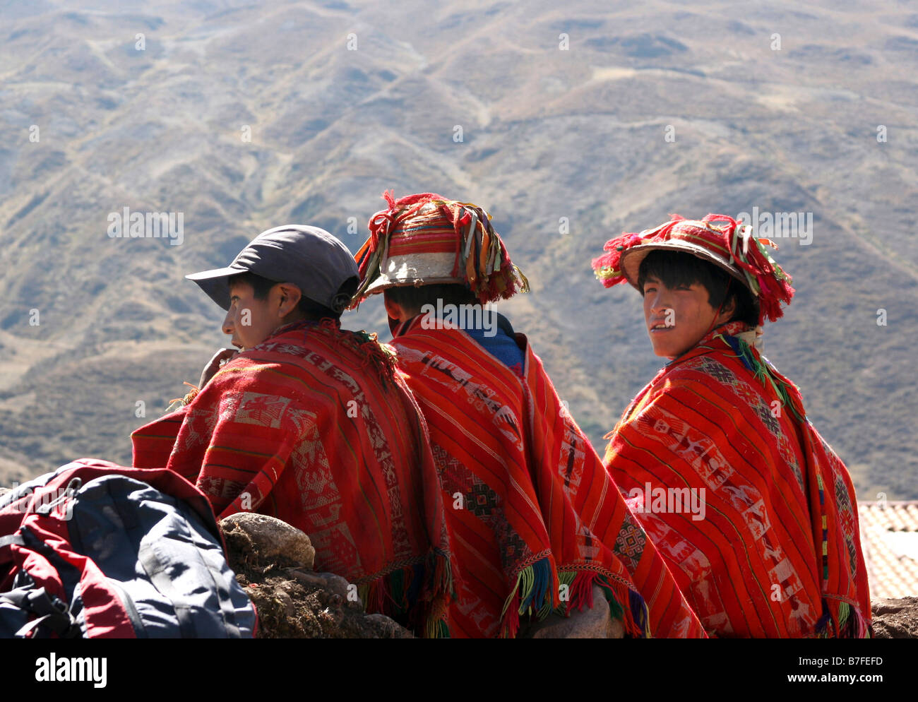 Three Peruvian boys Stock Photo - Alamy
